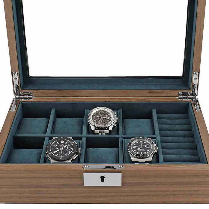 8 Watch Box with Cufflink Storage Natural Walnut Finish by Aevitas
